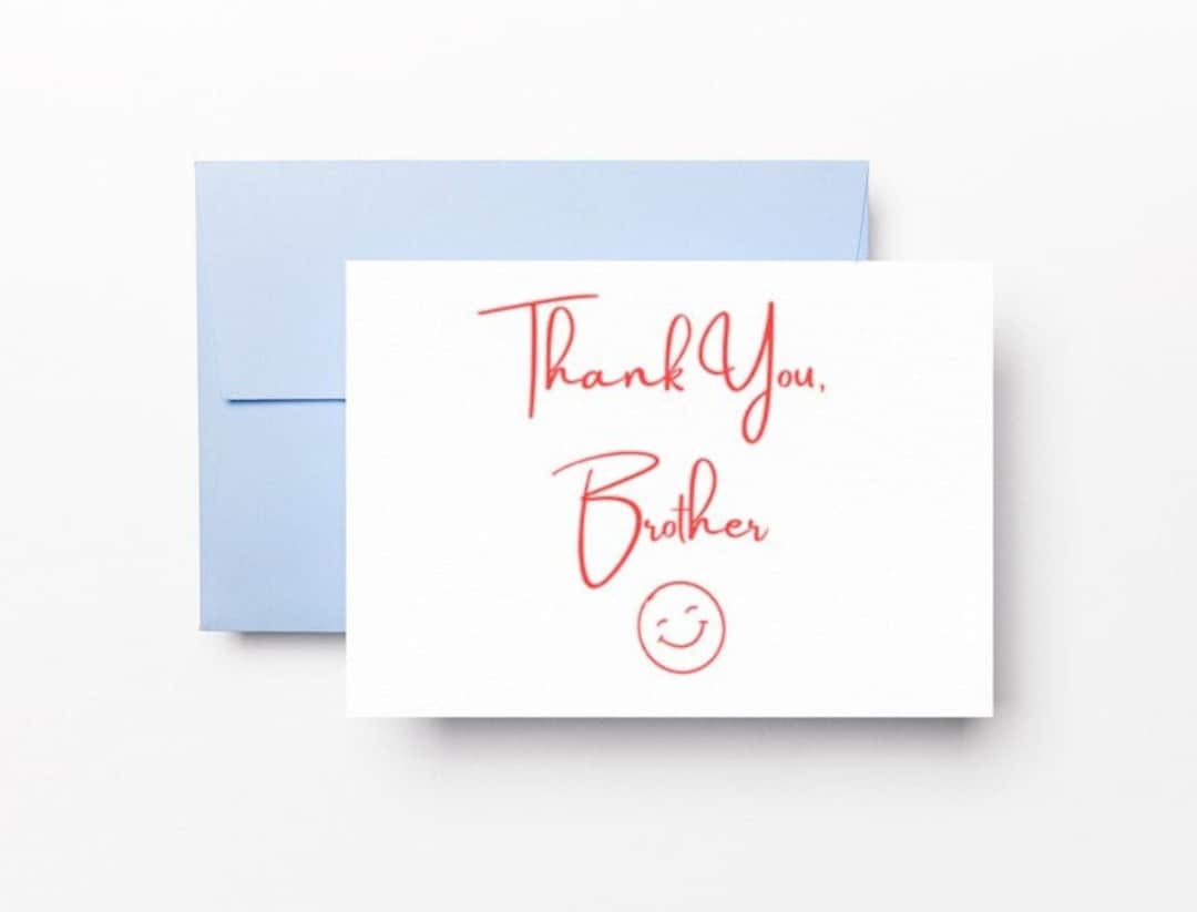 Instant Download - Thank You Brother Card With Smiley Face - Etsy