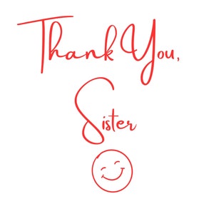 Instant Download Thank You Sister Card With Smiley Face - Etsy
