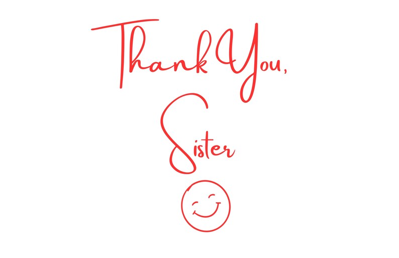 Instant Download - Thank You Sister Card With Smiley Face - Etsy