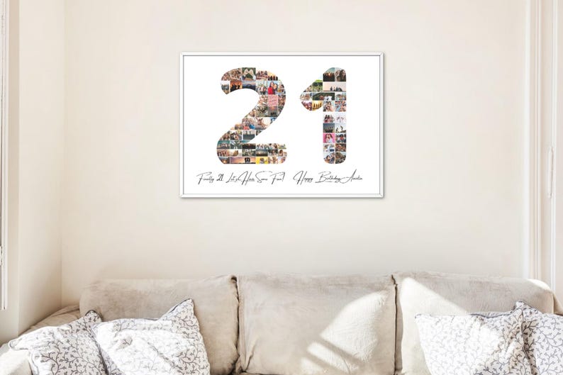 Editable 21st Birthday Photo Collage Template - "finally 21, Let's Have ...