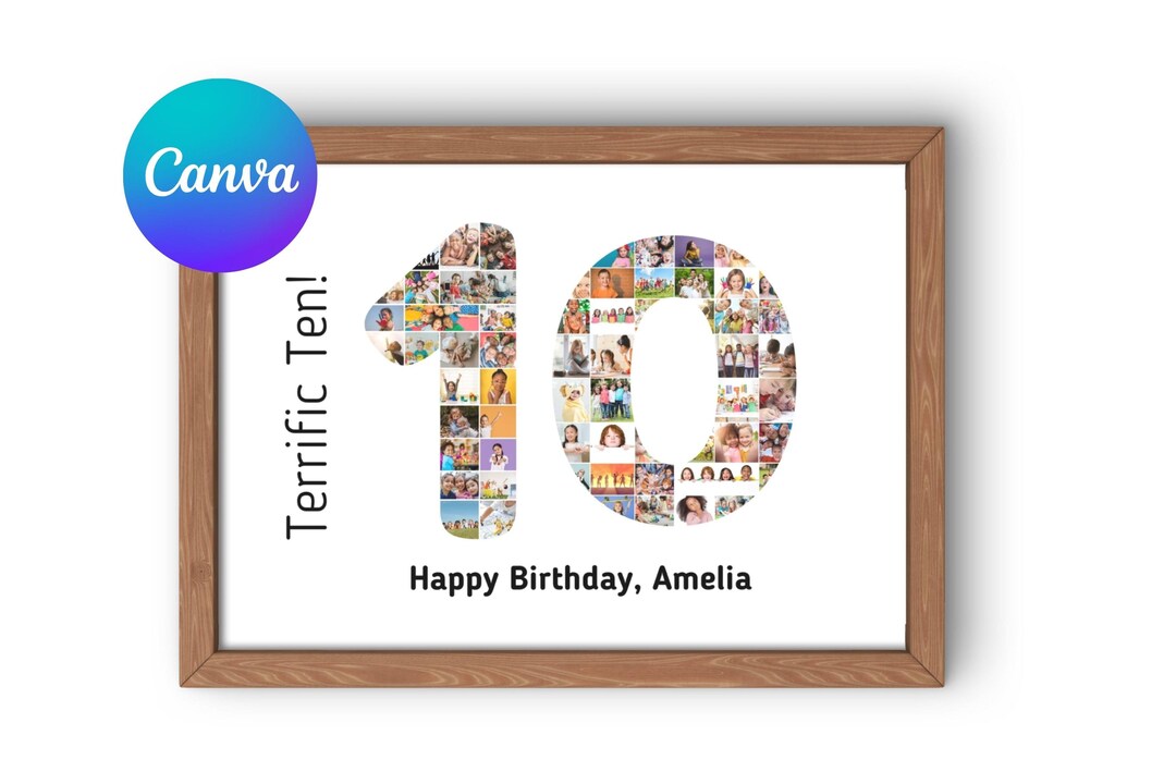 Editable 10th Birthday Photo Collage Template - Terrific Ten! - Canva ...