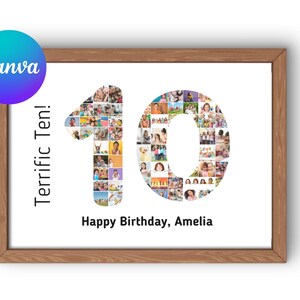 Editable 10th Birthday Photo Collage Template - Terrific Ten! - Canva ...