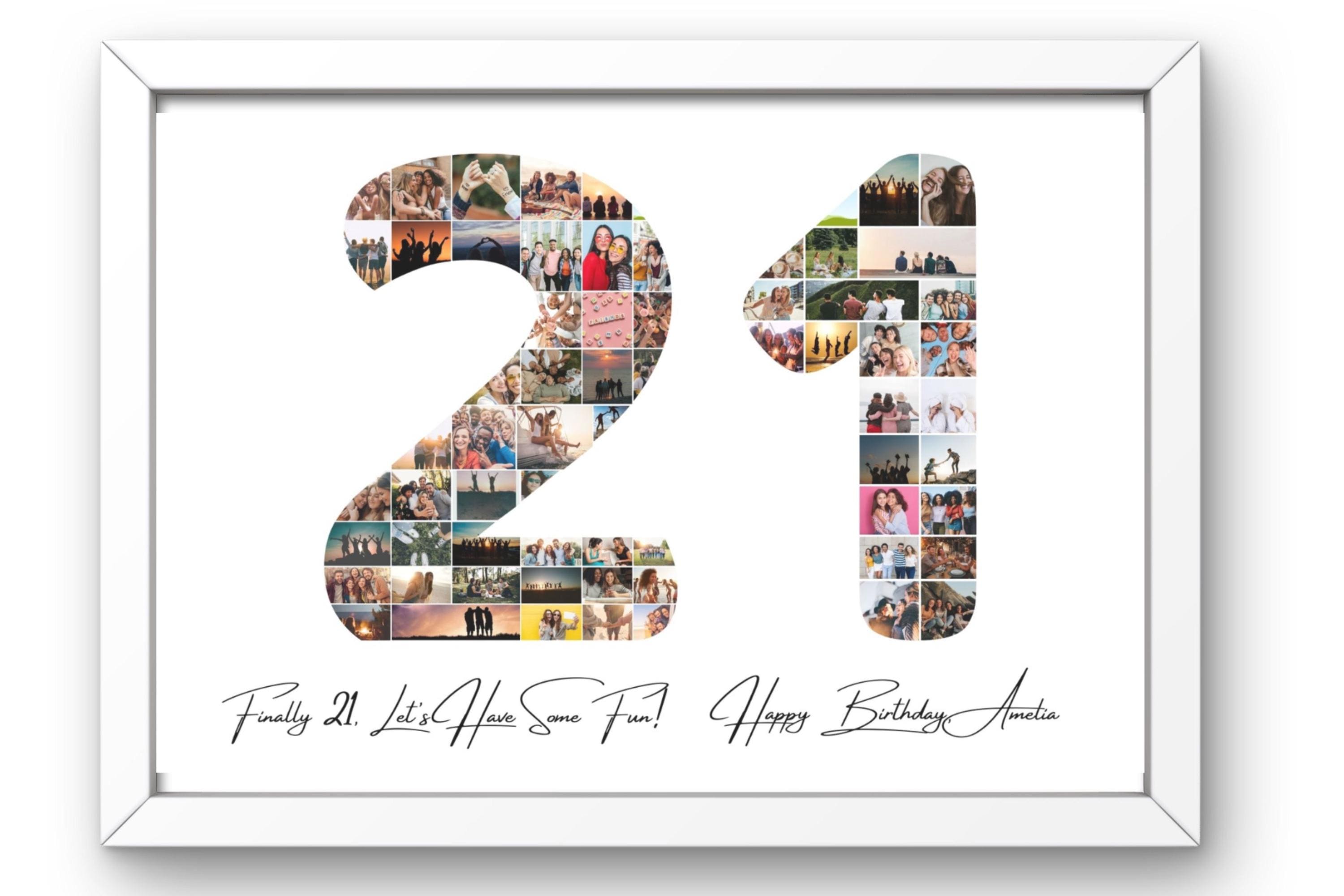 Editable 21st Birthday Photo Collage Template - "finally 21, Let's Have ...