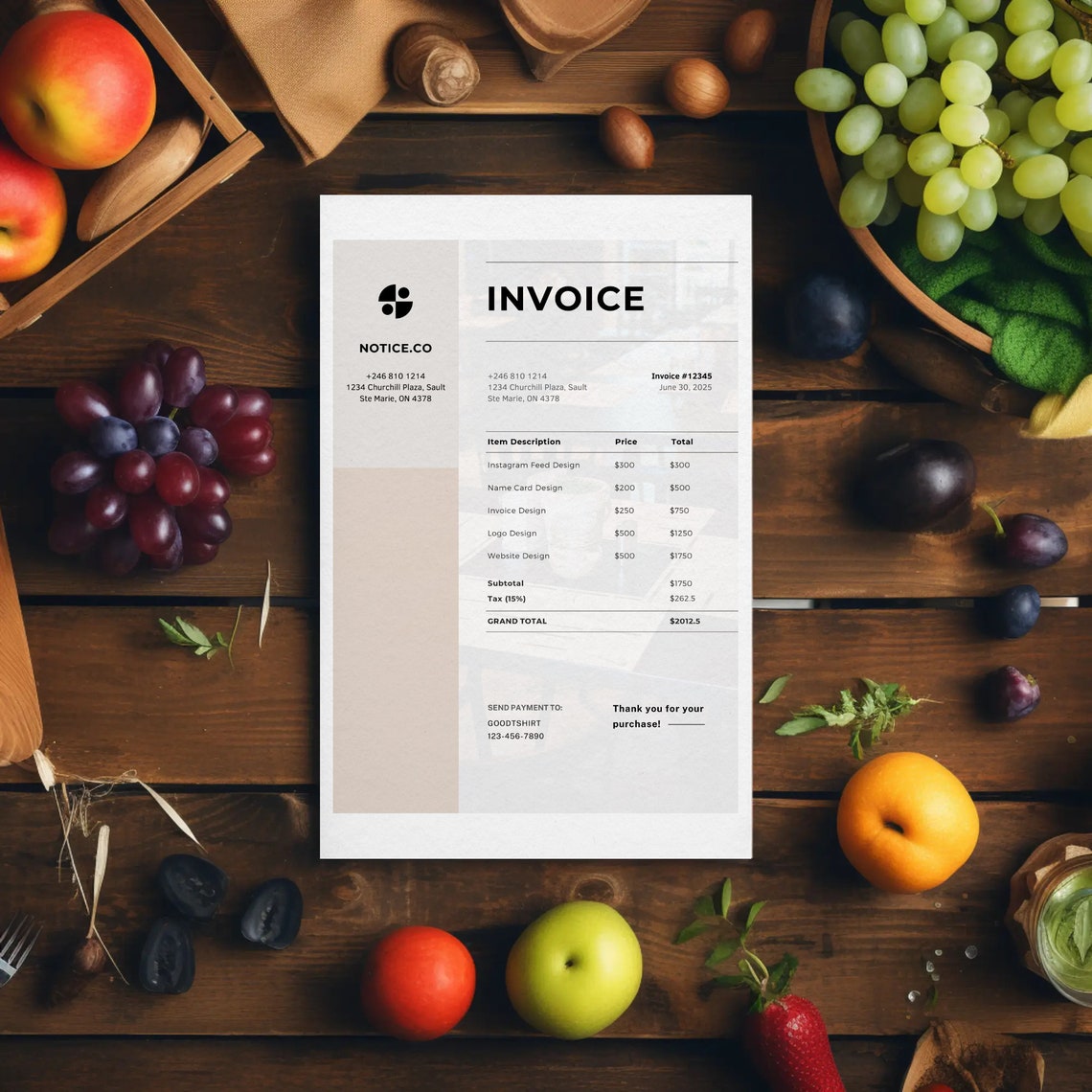 Editable Business Invoice - Instant Download, Printable Minimal Invoice ...