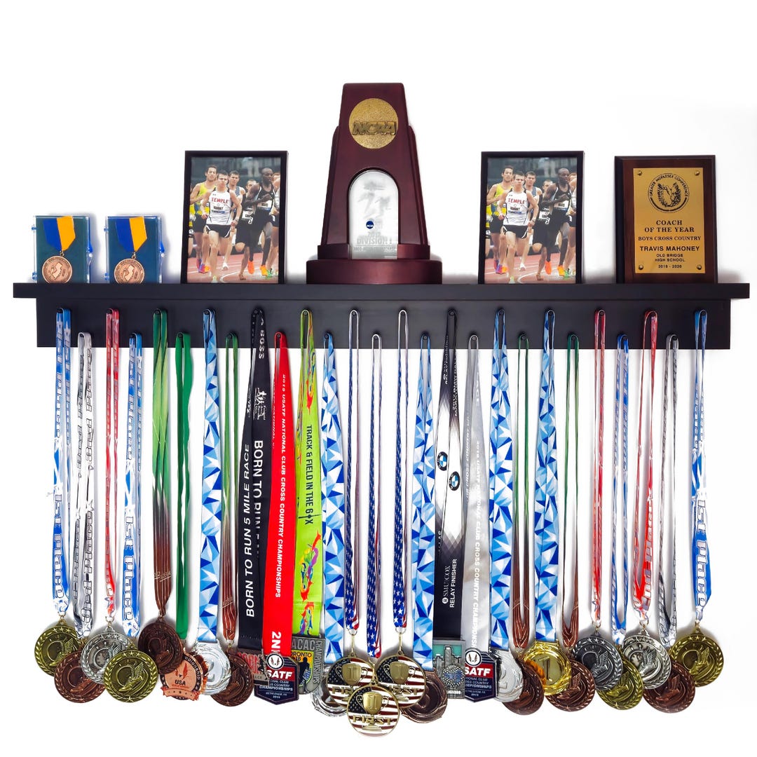 Patented Medal & Trophy Display Shelf: Solid Wood Athlete Award Rack - Etsy