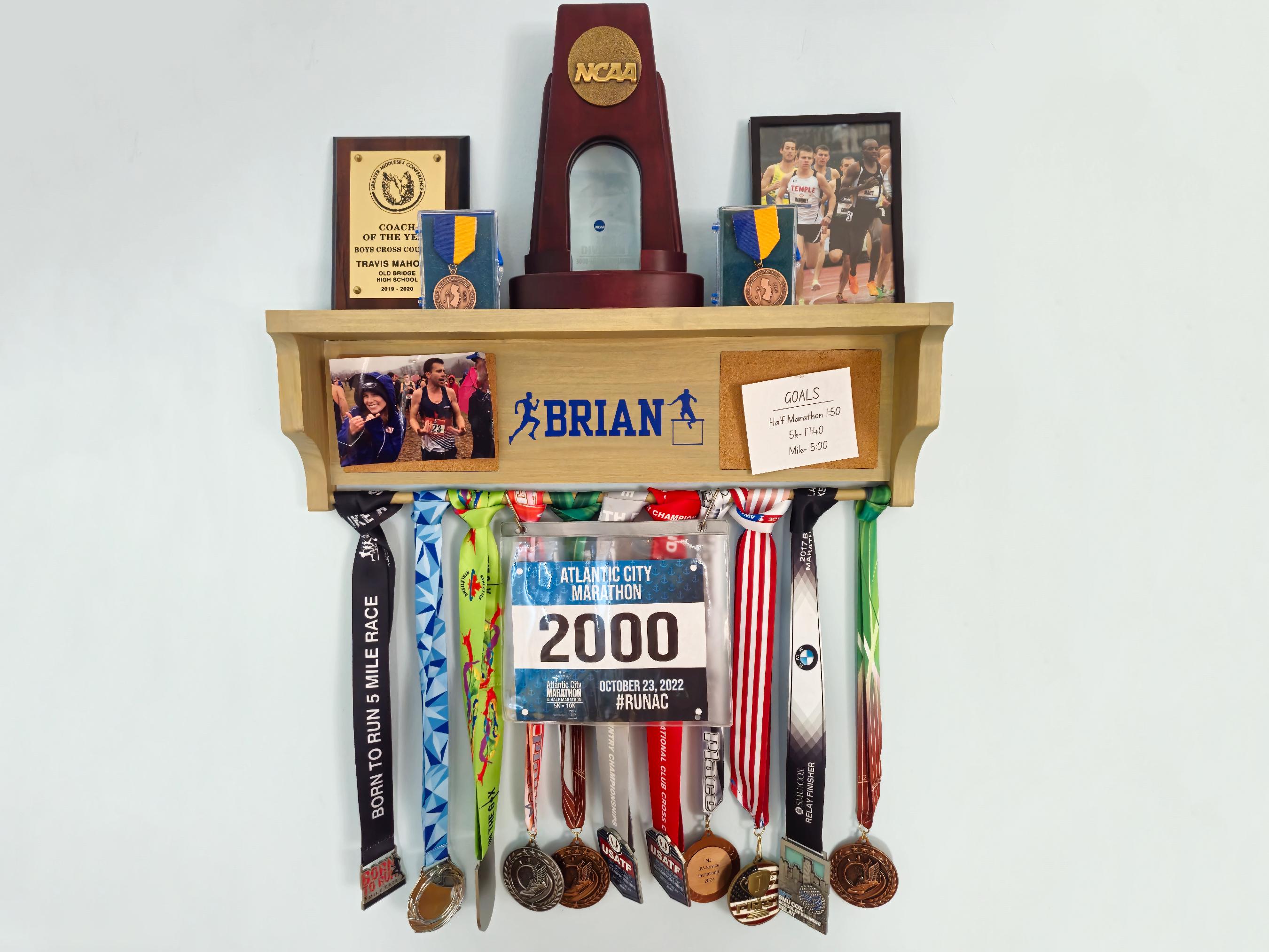 Medal Display Shelf: Trophy, Bib, Photo, Plaque & Lanyard Hanger - Etsy