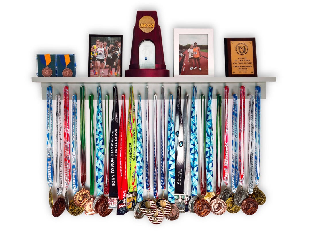 Solid Wood Medal Hanger Display & Trophy Shelf: Patented Design - Etsy