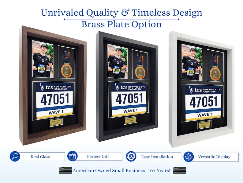 Personalized 3 in 1 Shadow Box Display for Marathons and Triathlons - Etsy
