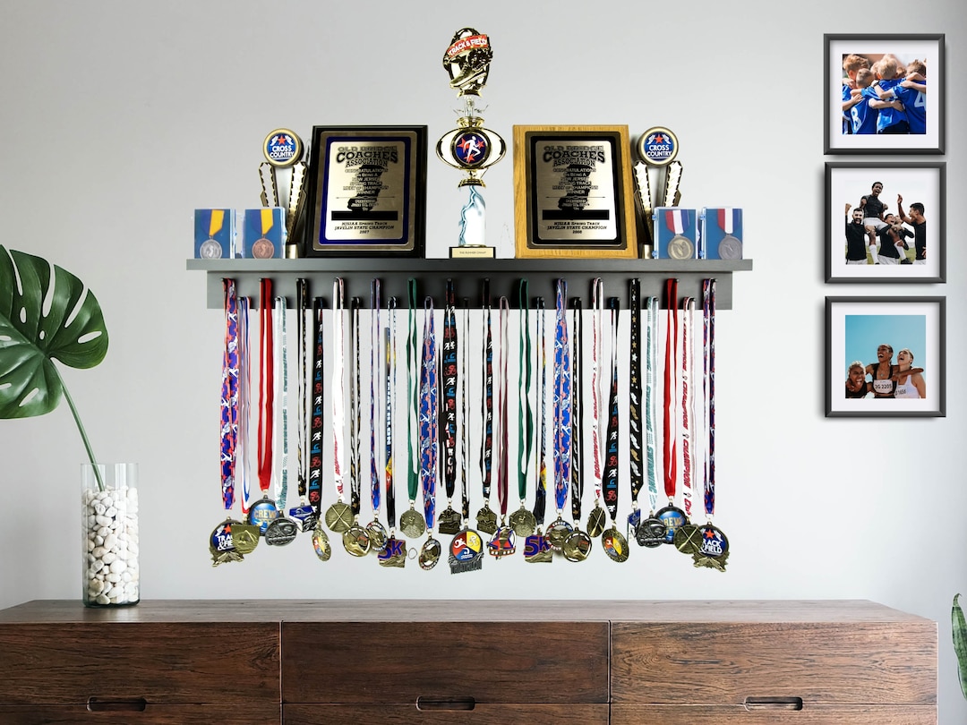 Medal Awards Rack- Medal Holder and Trophy Shelf- 24/36/46.5 Inch ...