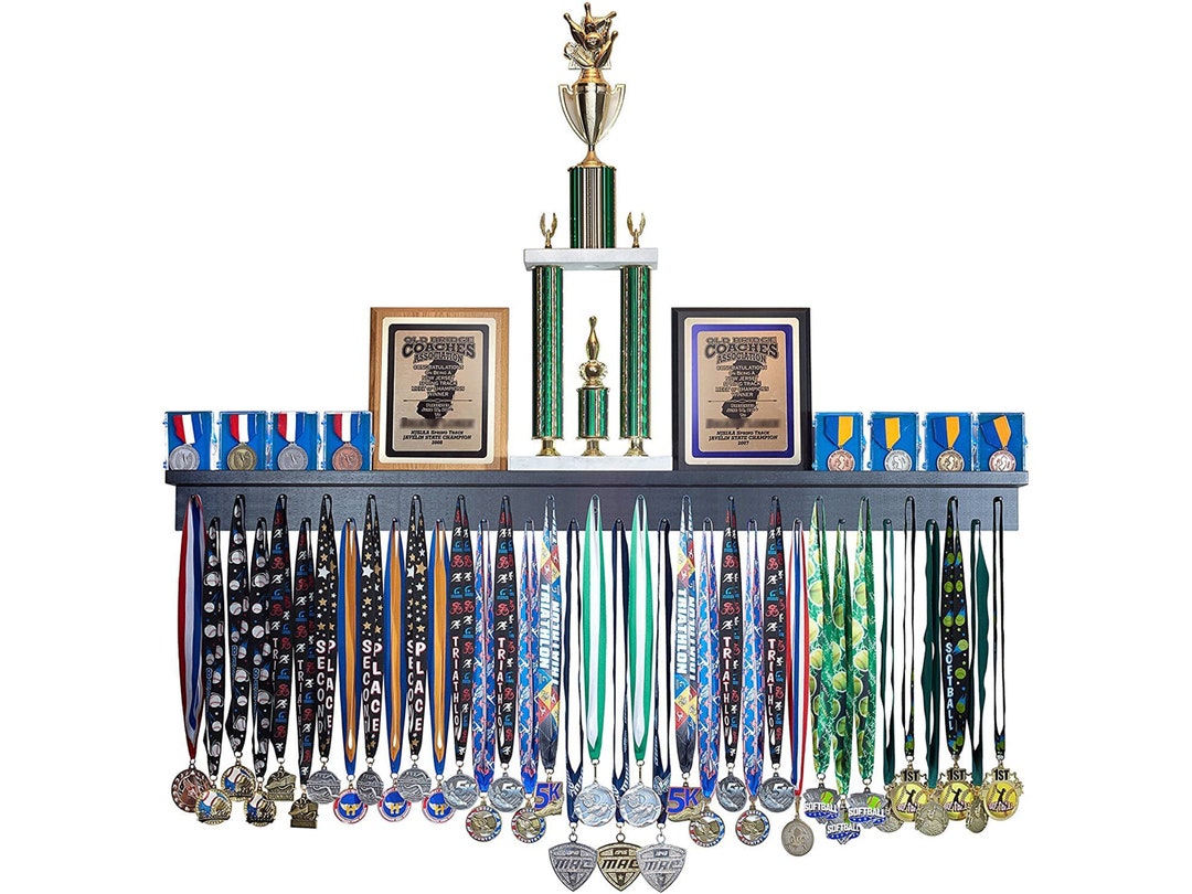 Solid Wood Medal Hanger Display & Trophy Shelf - Etsy