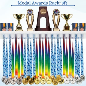 Large Wooden Medal Hanger & Trophy Shelf - 4ft Sports Award Display - Etsy