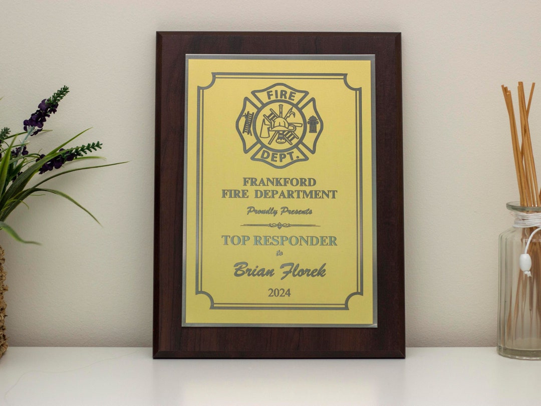 Personalized First Responders Award Plaque | High-quality Laser ...