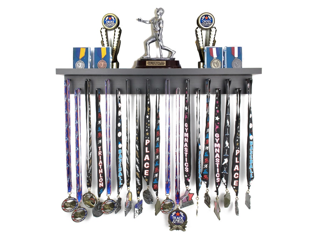 Sports Medal Display Rack: Solid Wood Trophy Shelf, 24" - Etsy