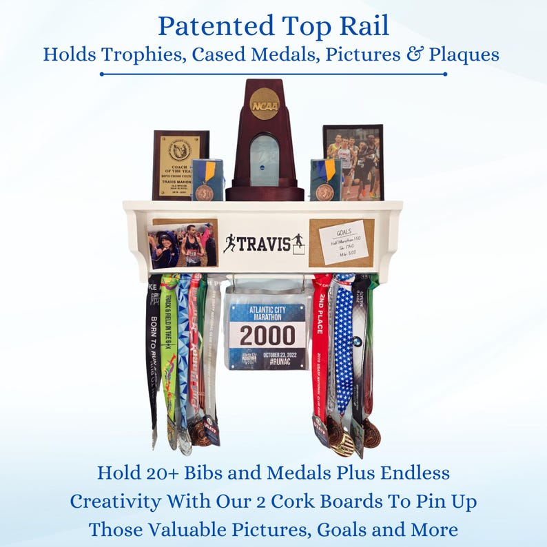 Medal Display Shelf: Trophy, Bib, Photo, Plaque & Lanyard Hanger - Etsy