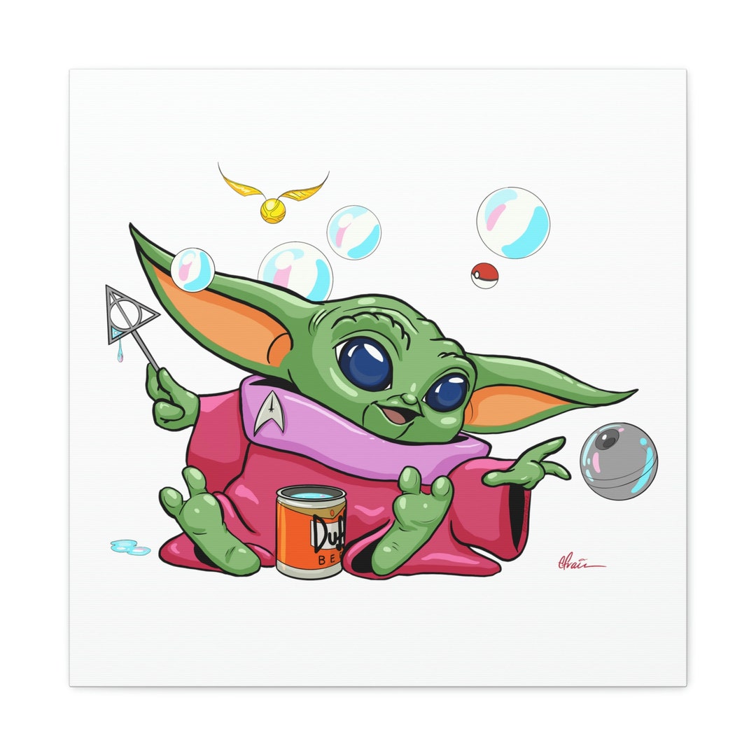 Baby Yoda Grogu Loves Bubbles Art Print Gift for Friend Gift Art for ...
