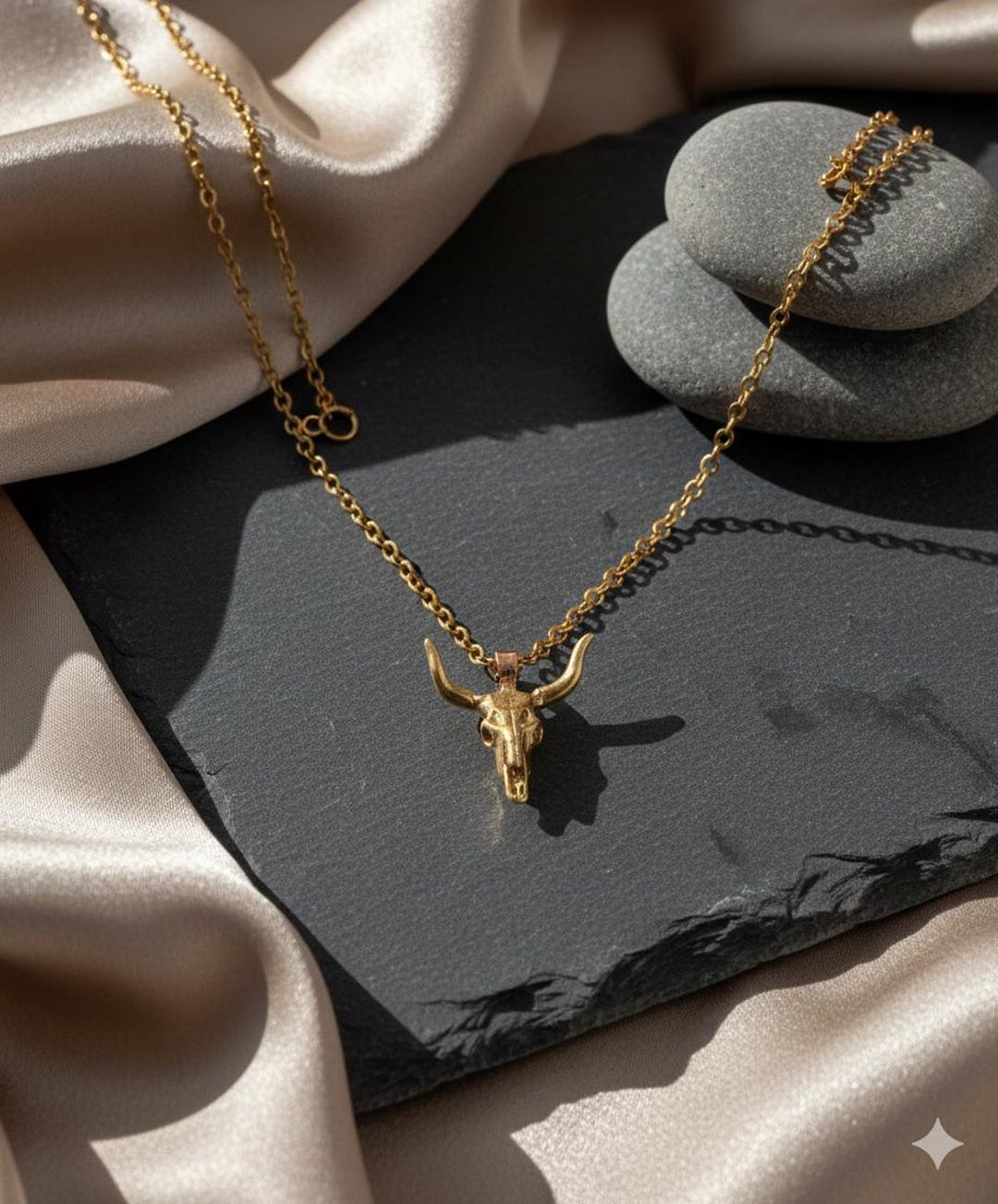 Gold Longhorn Skull Necklace Cattle Design Western Gift Rodeo Style ...