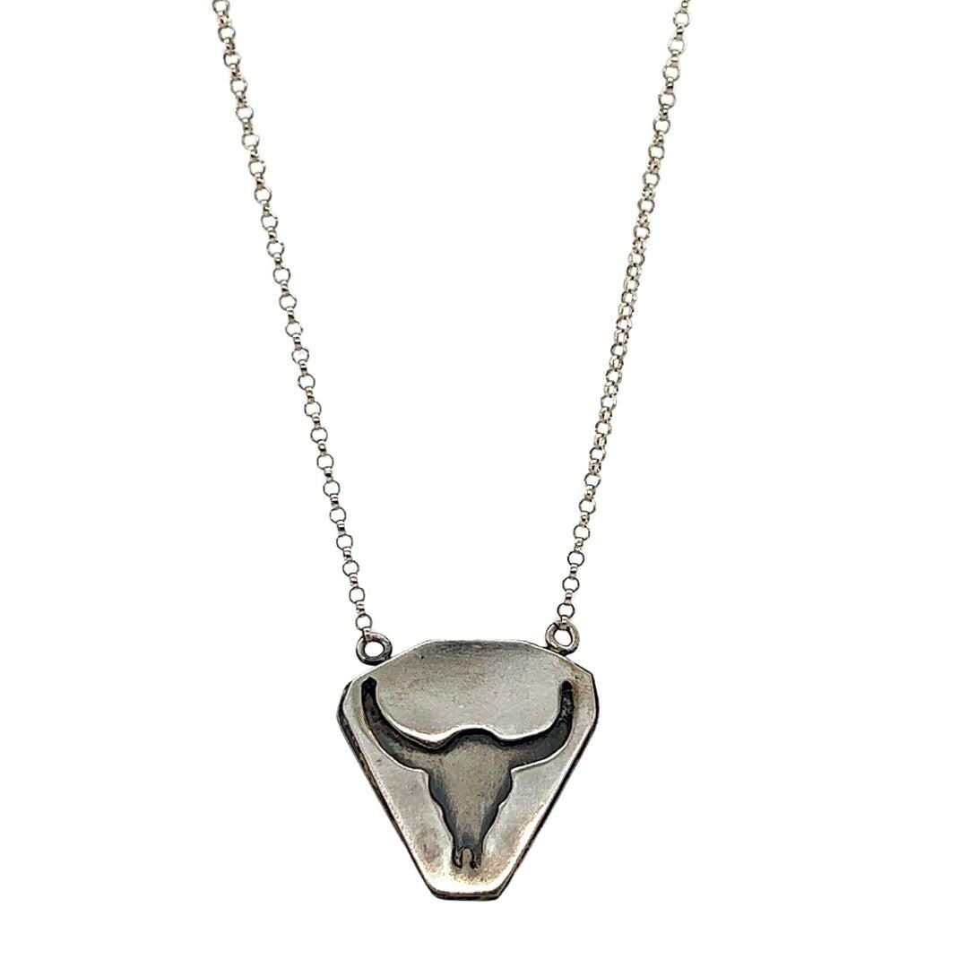 Minimalist Longhorn Pendant Brass Design Charm Western Jewelry Boho ...