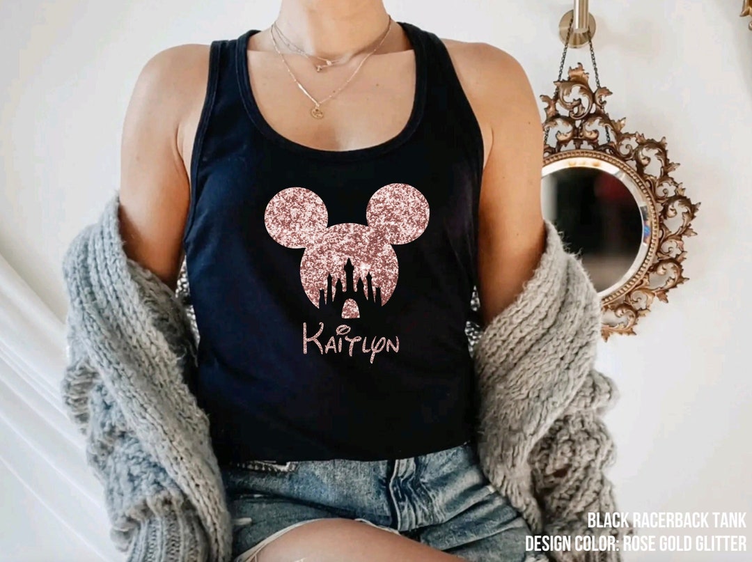 Personalized GLITTER Disney Tank, Women & Girls Matching Disney Shirt ...
