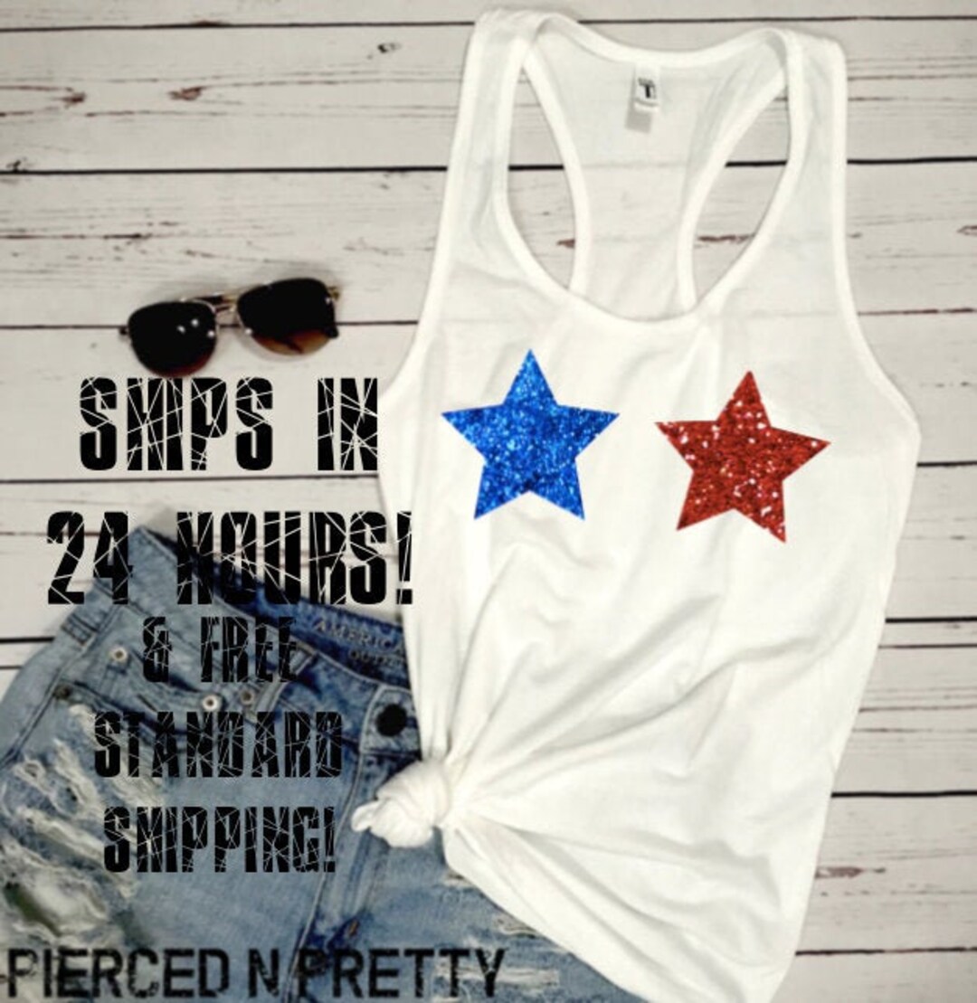 4th of July Star Tank Top, Firework Independence Day Womens Shirt, USA ...