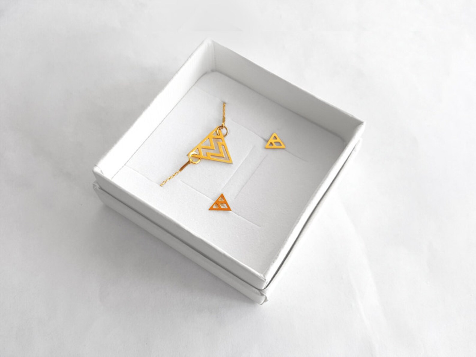 Filigree Jewelry Set Gold Plated Set Necklace Stud Earring | Etsy