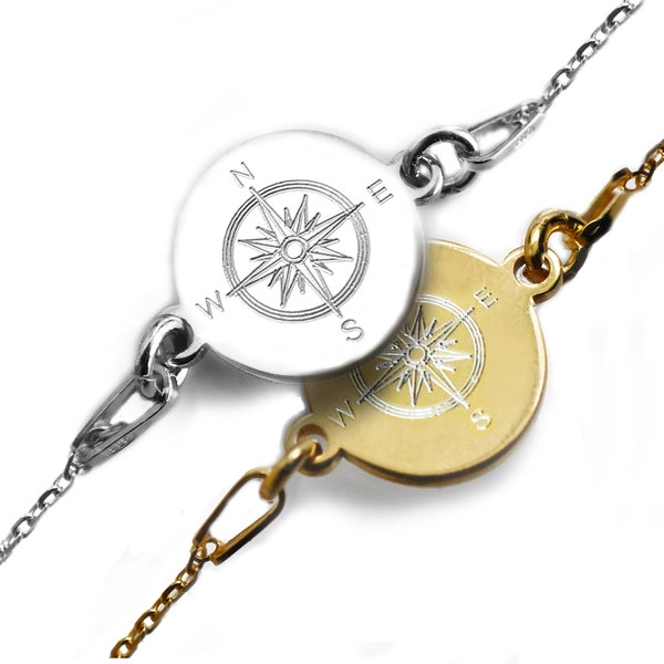 Personalized Gold Compass Plate Necklace - Etsy