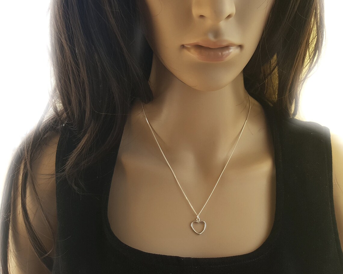 Open Heart Necklace 925 Sterling Silver Heart Pendant With - Etsy