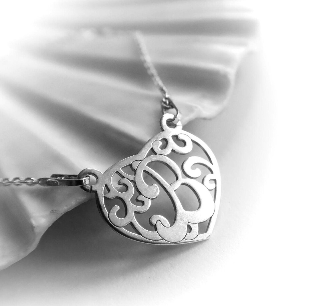 Heart Necklace With Initial, 925 Silver Heart Pendant Necklace, Wedding ...