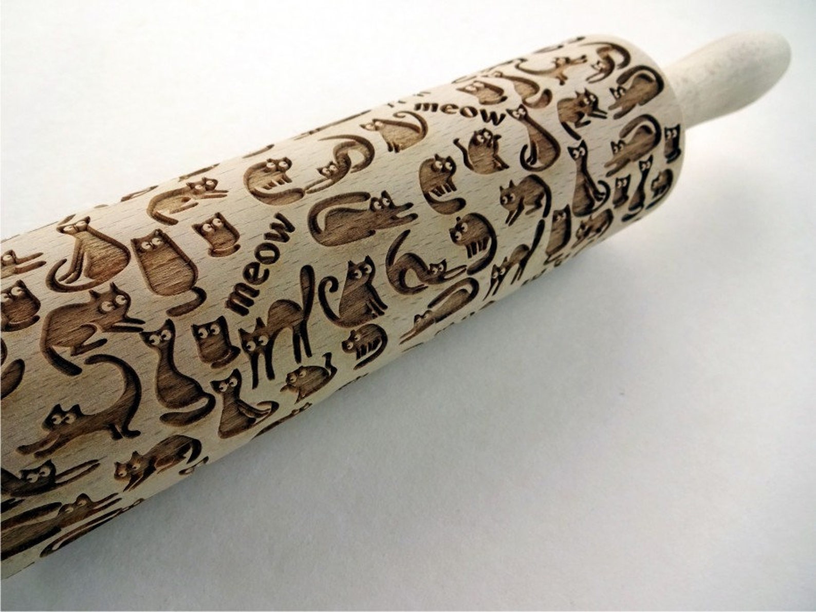MEOW CATS Embossed Rolling Pin Laser Cut Embossing Dough Roller With ...