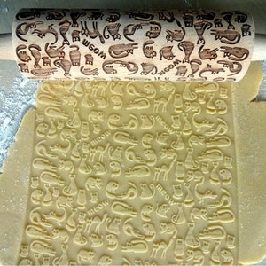 MEOW CATS Embossed Rolling Pin Laser Cut Embossing Dough Roller With ...