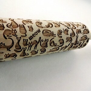 MEOW CATS Embossed Rolling Pin Laser Cut Embossing Dough Roller With ...