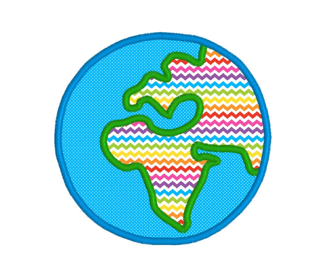 BUY2GET1FREE - World, Globe, Earth Applique Machine Embroidery Design ...
