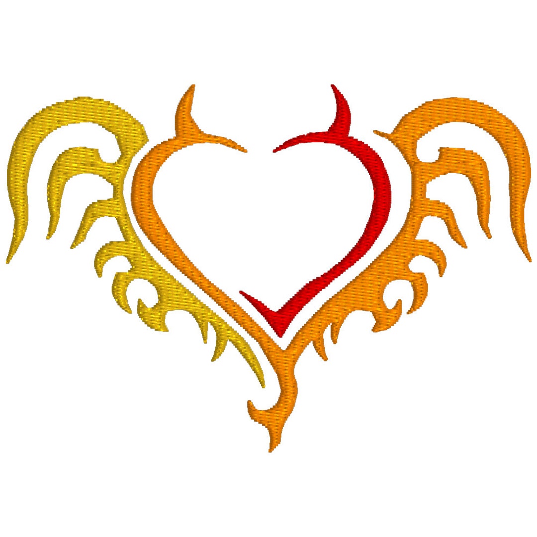 BUY 2, GET 1 FREE - Tribal Flaming Heart Machine Embroidery Design in 3 ...