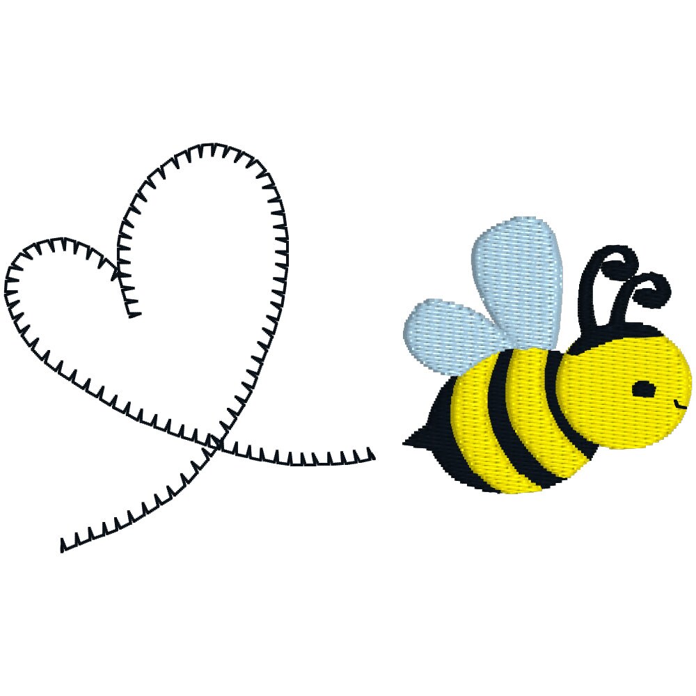 BUY 2, GET 1 FREE - Heart Honey Bee Machine Embroidery Design in 3 ...