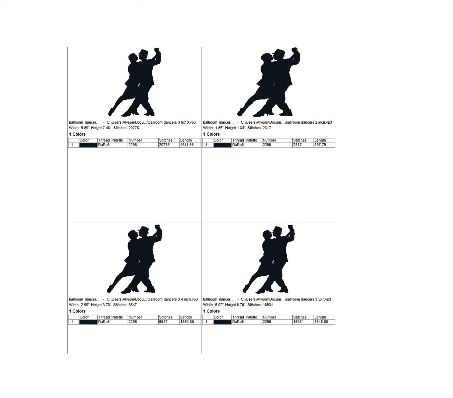 BUY2GET1FREE Ballroom Dancing Silhouette Machine Embroidery Design in 4 ...
