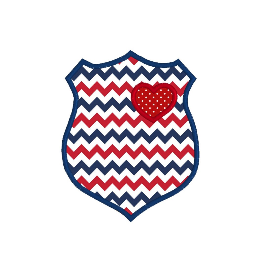 BUY2GET1FREE Police Badge With Heart Applique Machine Embroidery Design ...