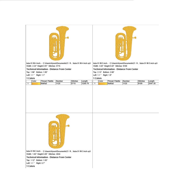 BUY 2, GET 1 FREE - Tuba Machine Embroidery Design - Filled, Band ...