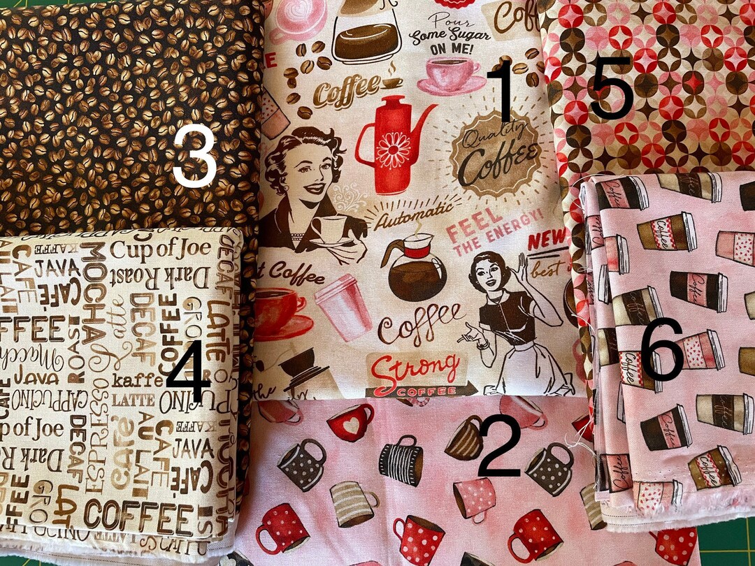 Coffee Fabric Vintage Coffee Fabric 100% Cotton Perk up Collection by ...