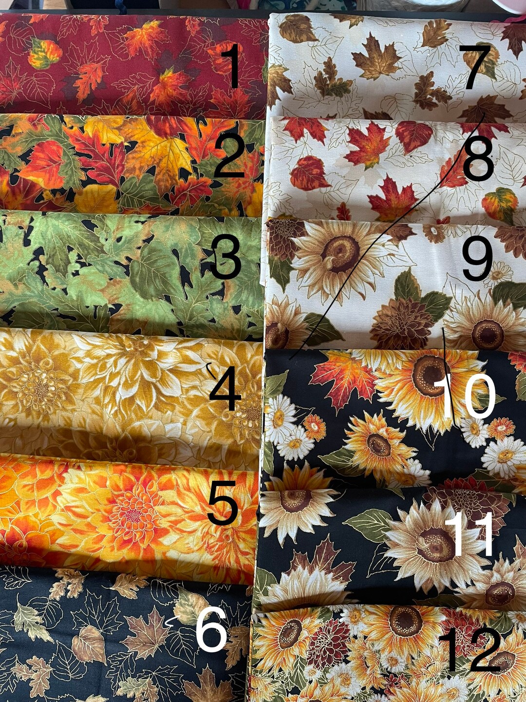 12.95 per Yard! Fall Leaves Fabric With Gold Metallic Highlights ...