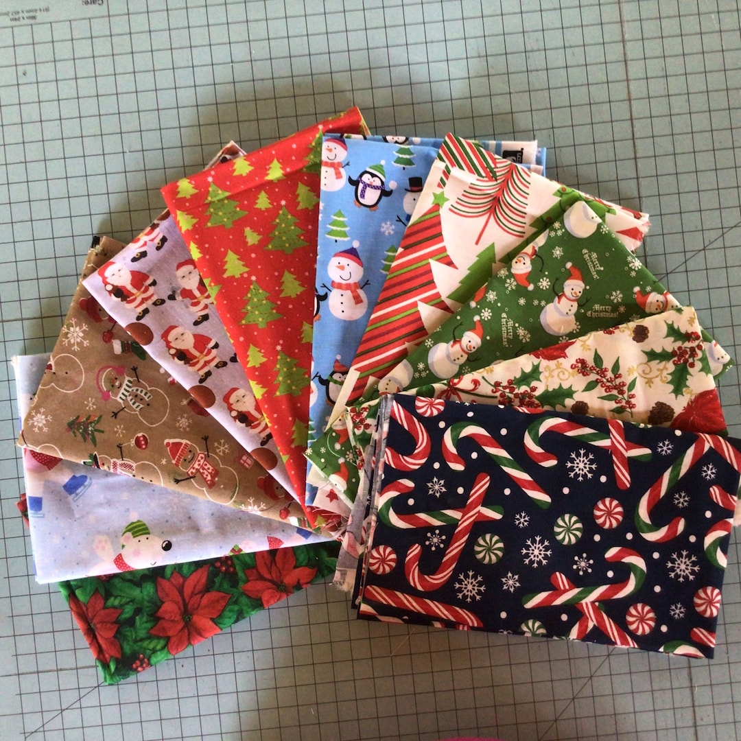 Christmas Fabric Fat Quarter Bundle 100% Cotton Fabric Quilters Cotton ...