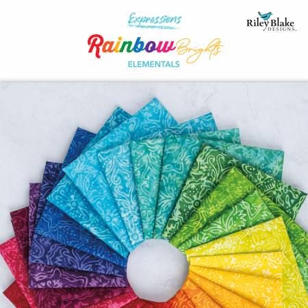 Rainbow Batik Fat Quarter Bundle - Rainbow Brights Elementals Batiks by ...