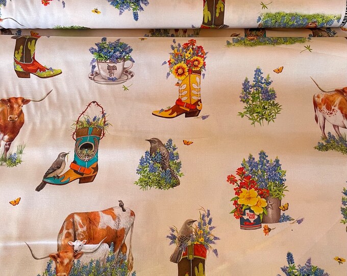 Texas in Bloom Fabric by Robert Kaufman 100% Cotton, Country 20171-276 ...