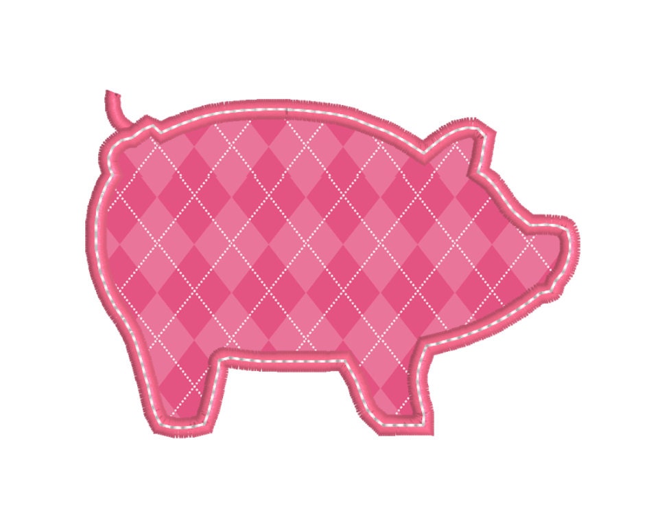 BUY2GET1FREE - 3", 4", 5", 6" Simple Pig Applique Machine Embroidery ...