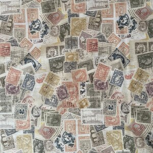 Postage Stamp Fabric 100% Cotton Fabric - Low Key by Clothworks Y3481 ...
