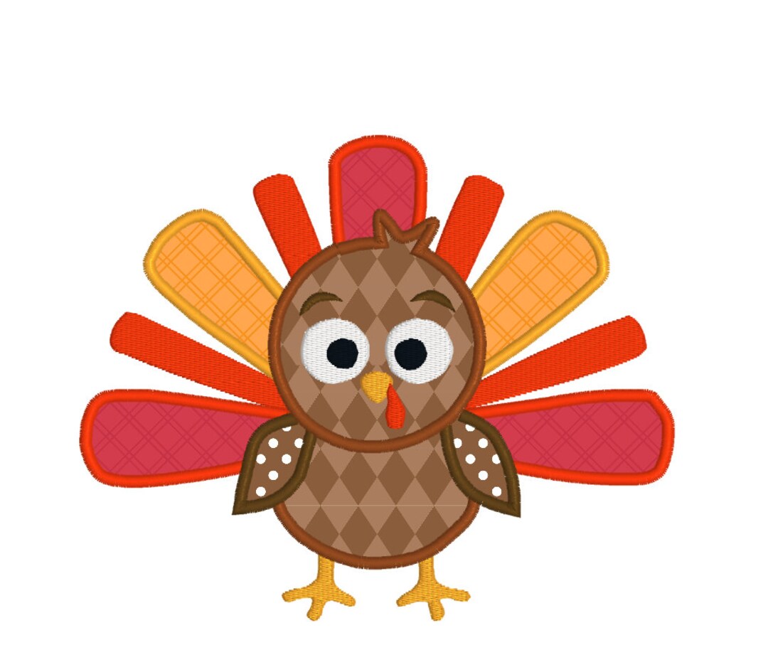 BUY2GET1FREE - Cute Turkey Applique Machine Embroidery Design ...