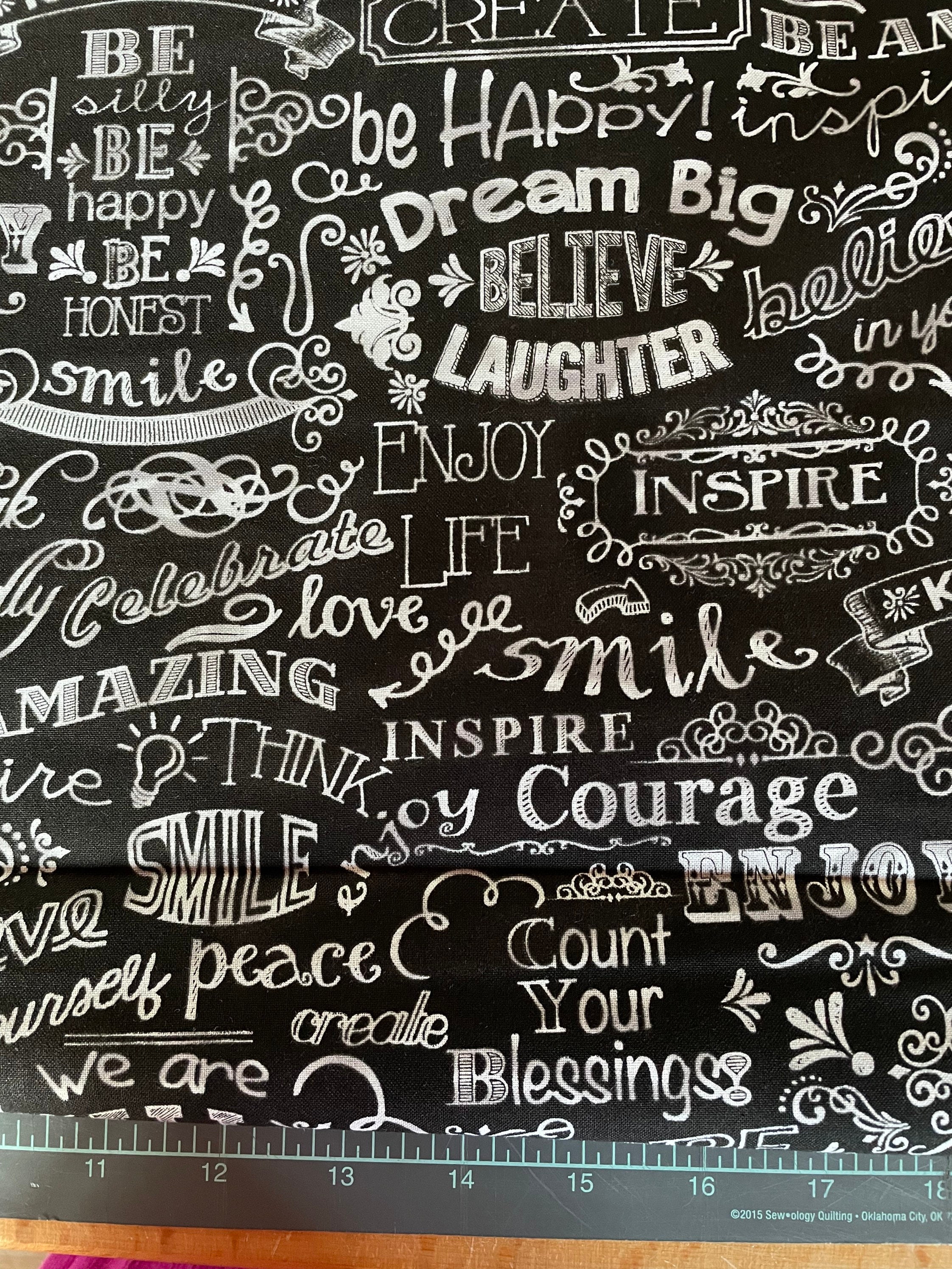 Chalkboard Inspirational Words Fabric 100% Cotton Dream Big | Etsy