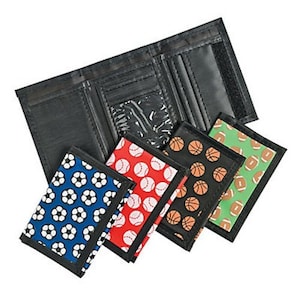 KIDS PERSONALIZED WALLETS - Embroidered Nylon Trifold Camo and Sports ...