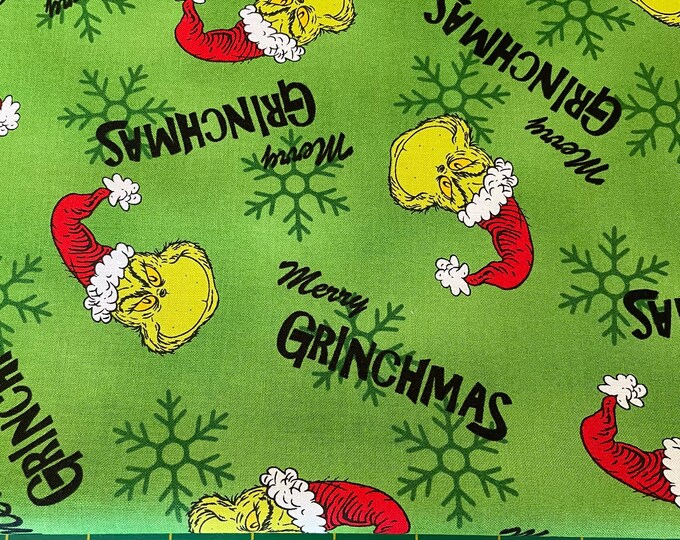 Grinch Fabric 100% Cotton Dr. Seuss How the Grinch Stole Christmas ...