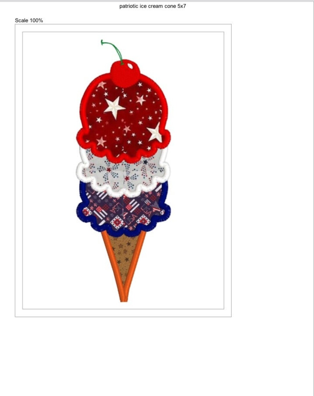 BUY 2, GET 1 FREE - 4th of July Ice Cream Cone Patriotic Applique ...