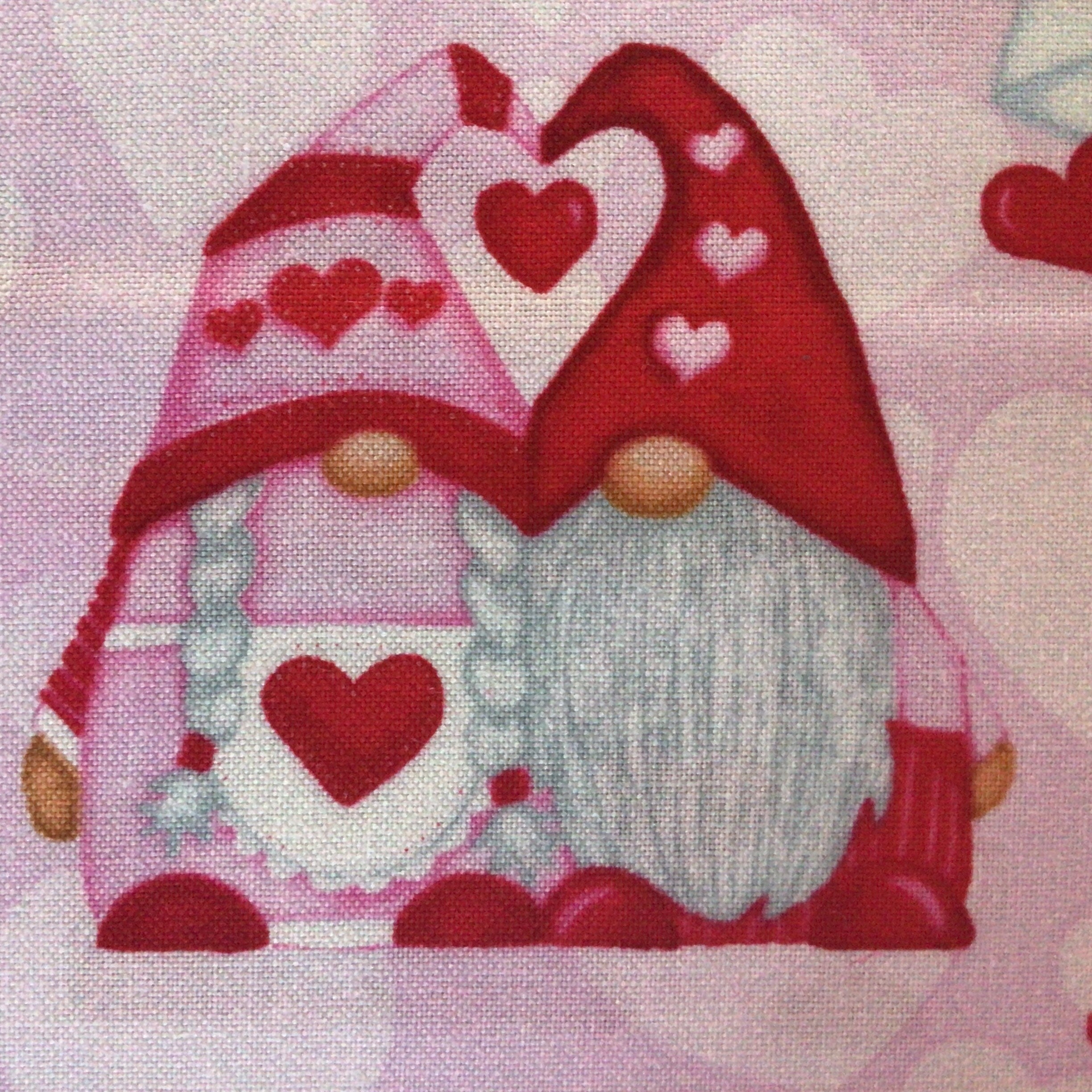 Gnome Fabric for Valentines Day Pink Hugging Gnomes Gnomie | Etsy