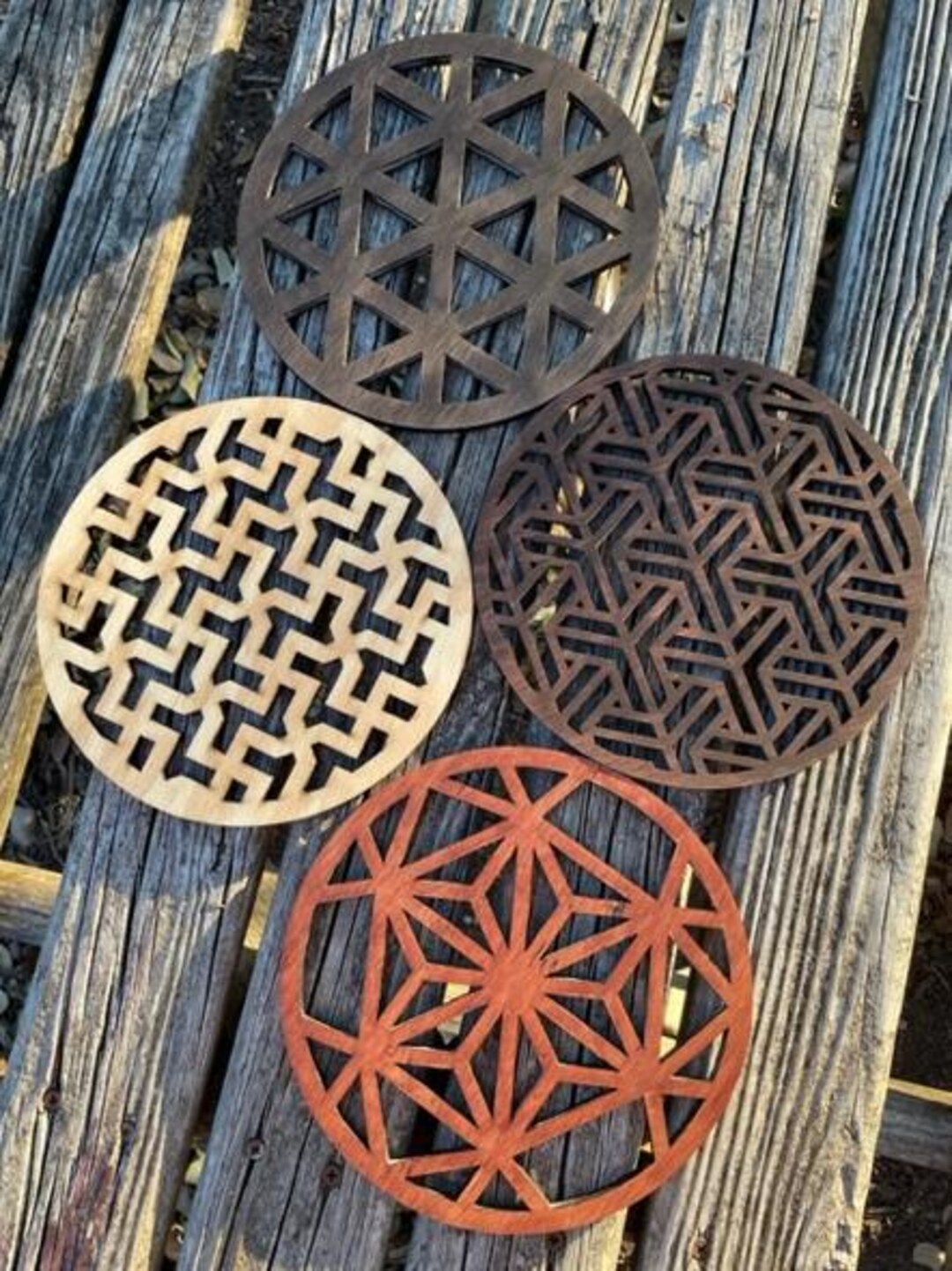 Wood Trivets, Scandi Minimalist Natural Wood or Stained Geometrical ...